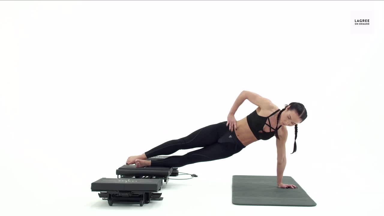 Reverse Side Sweep Leg Raise Hand and Foot - Lagree On Demand
